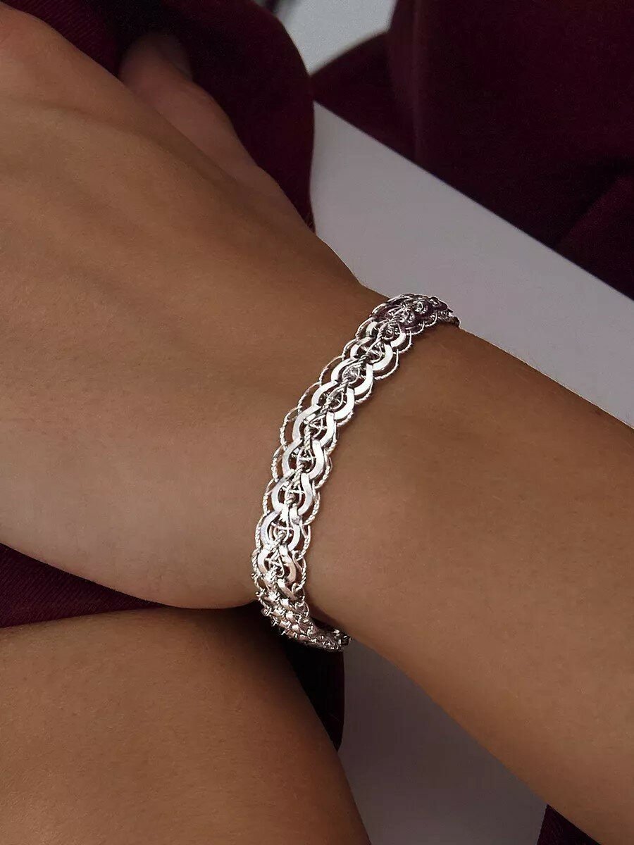 Глидерный браслет, серебро, 925 проба, родирование