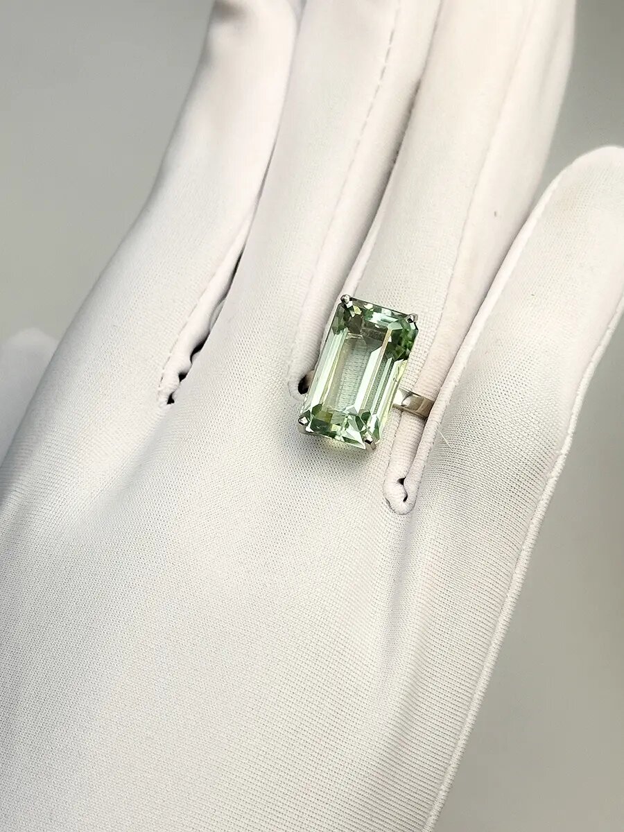 Перстень, платина, 585 проба, празиолит