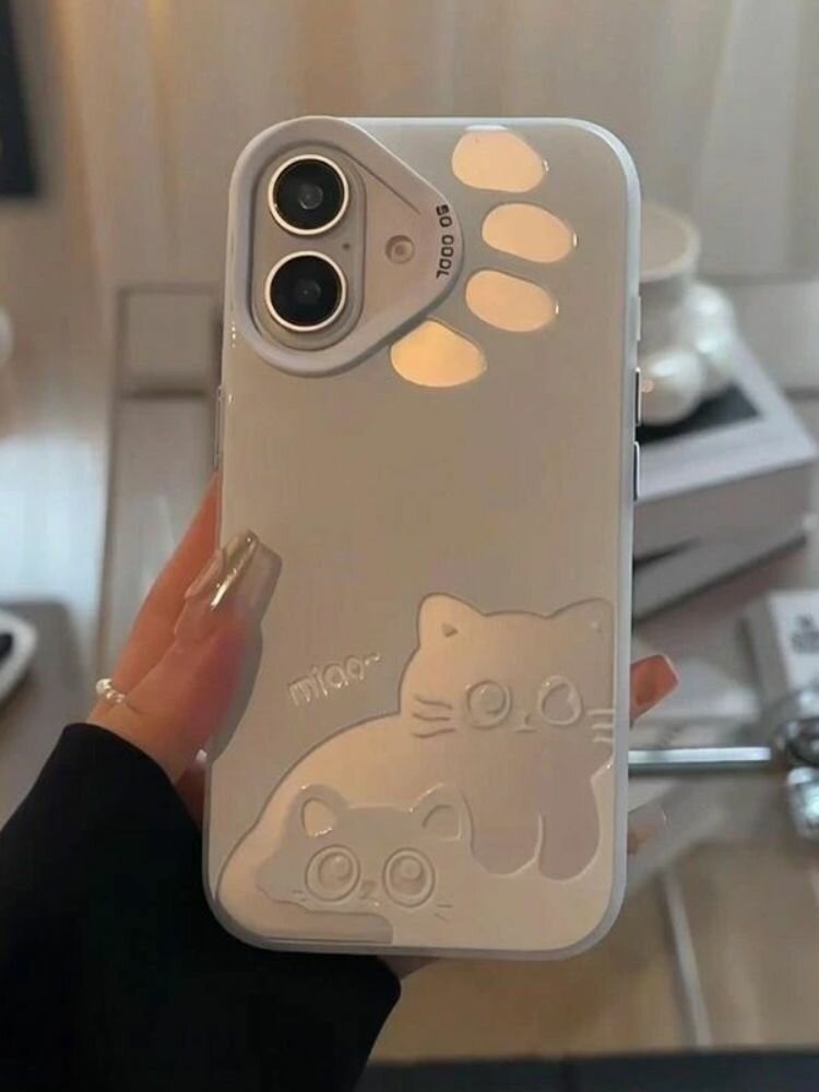 Чехол на iPhone 11 / айфон 11 белый с принтом Котик противоударный