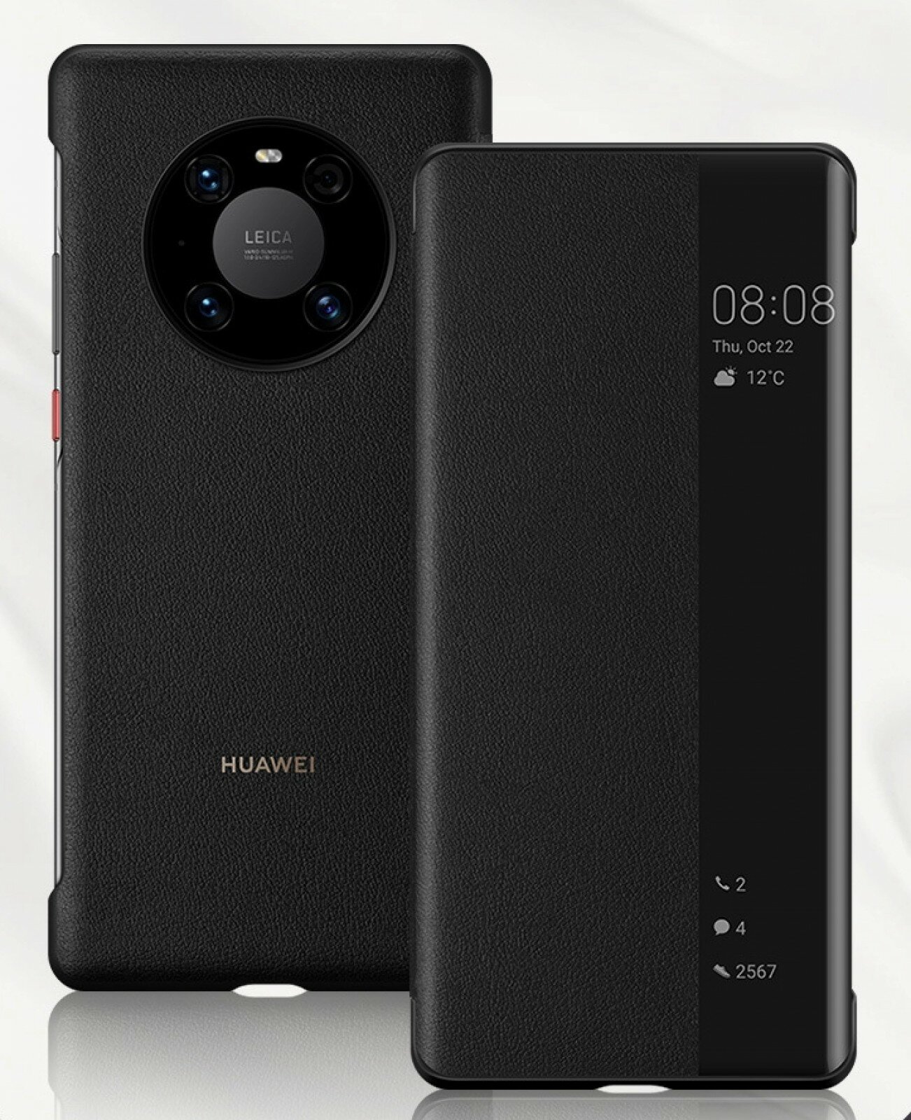 Чехол-кейс MyPads Finestra laterale для Huawei Mate 50 Pro с боковым окном водоотталкивающий черный