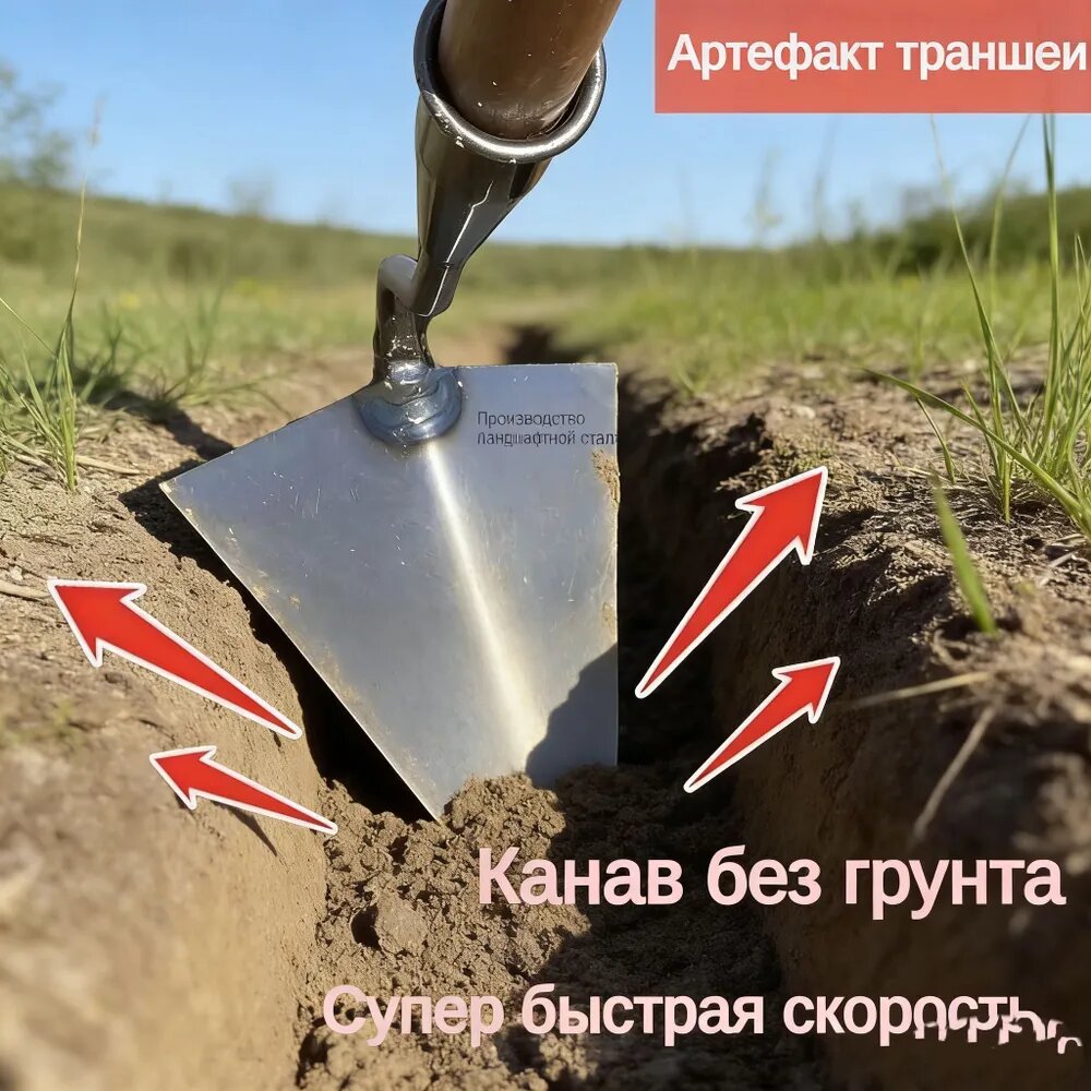 Тяпка для работы в земле, марганцевая сталь, деревянная рукоять, для сада и огорода — фото 1
