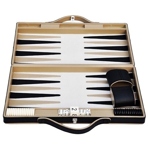 Нарды Fancy Leather Black & Beige Backgammon 650-130