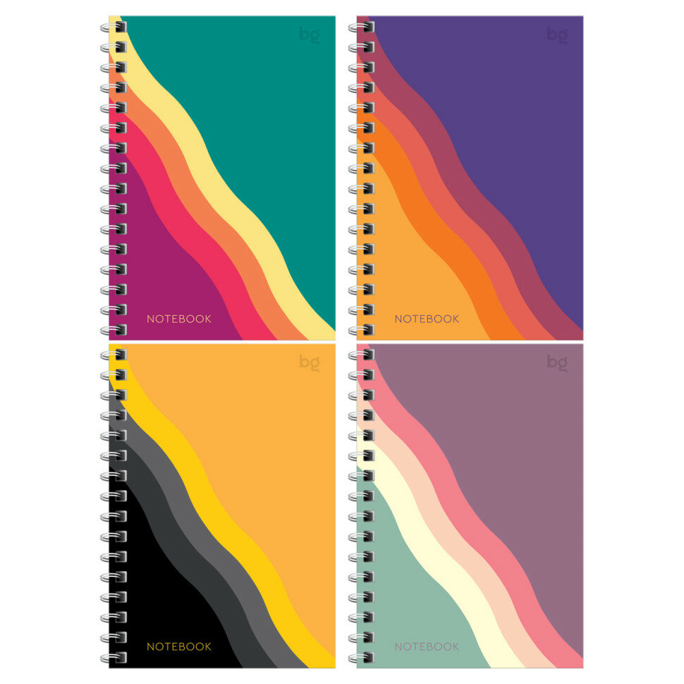 Записная книжка А6 120л. на гребне BG "Bright wave", 8 штук, 362324