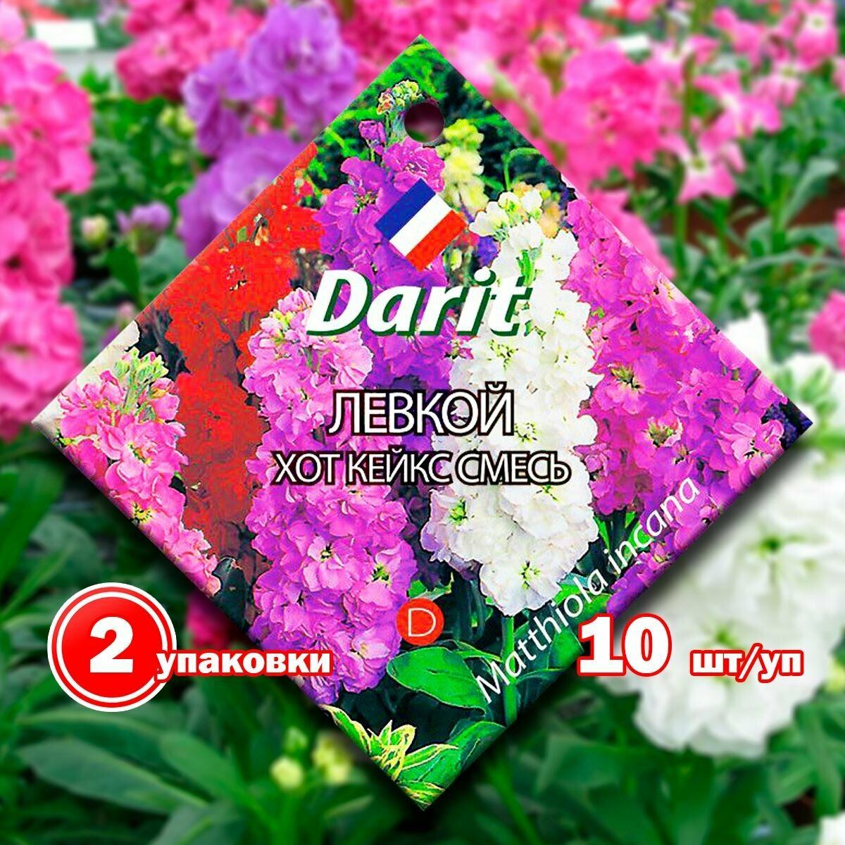 Семена Darit левкой (маттиола седая) Хот Кейкс смесь 10 шт/уп, 2 упаковки