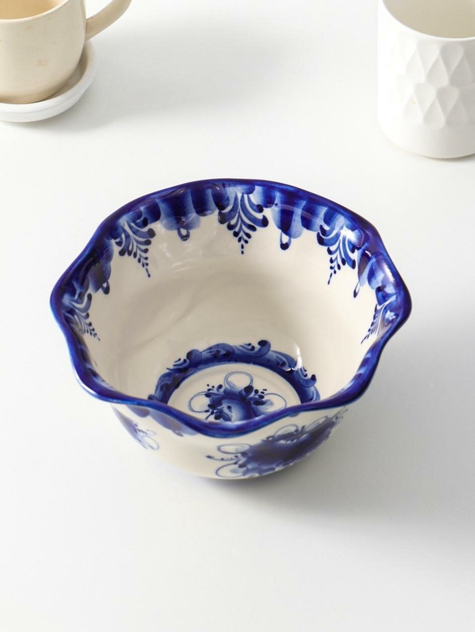 Салатник фарфоровый «Гордеевский Новый», 0.8 л, 10×17 см, гжель