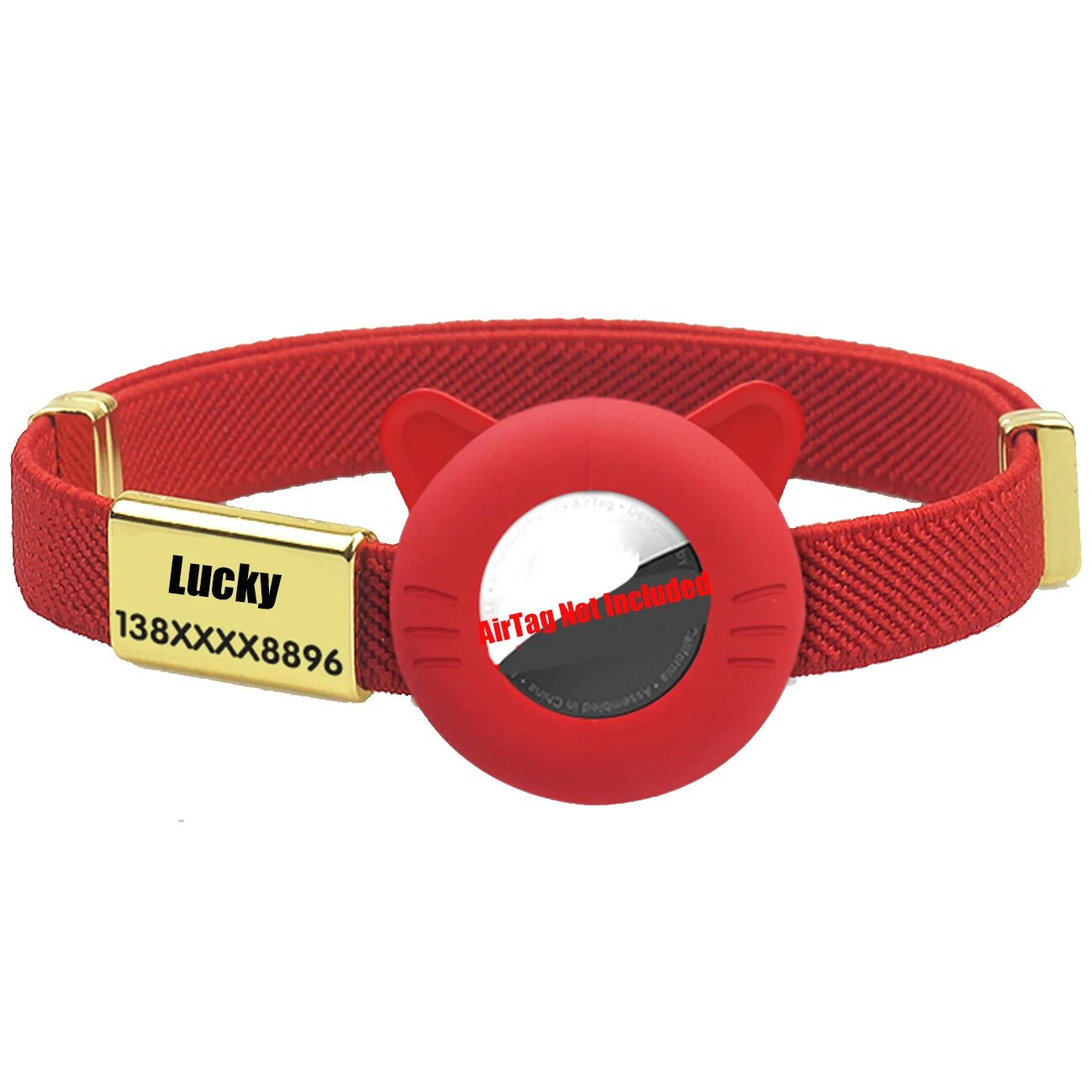 Ошейник для кошек с держателем AirTag Красный, Red Case Tag