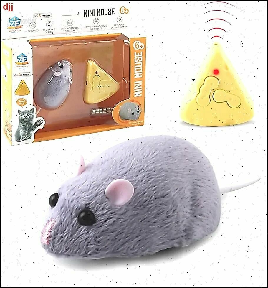 Интерактивная игрушка для кошек Мышь на радиоуправлении, электронная плюшевая мышка с пультом для взрослых котов и котят, для игр и дрессировки