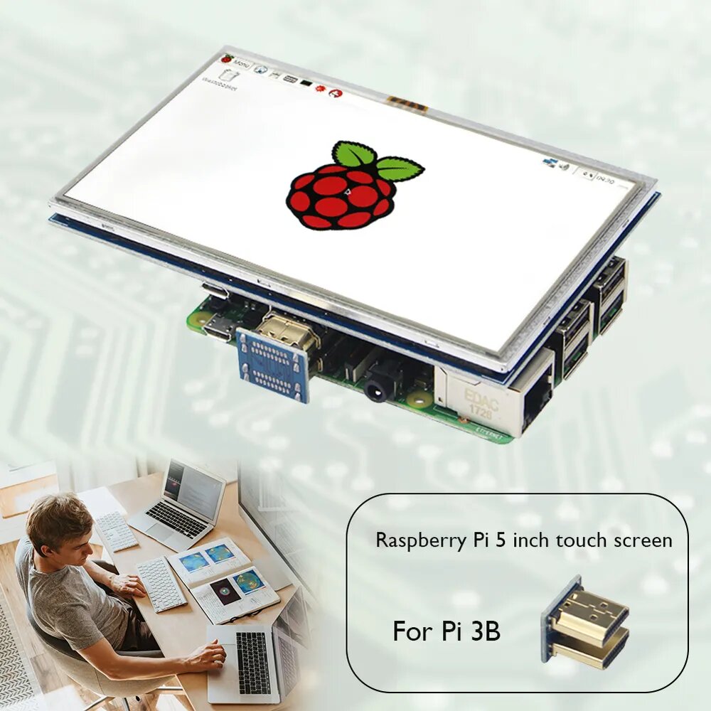 5 дюймов ЖК-дисплей для Raspberry Pi с резистивным тачскрином и HDMI