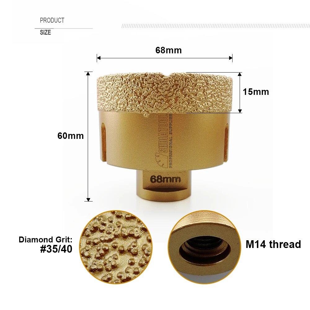 SHDIATOOL Колонковые буровые долота 4-160 мм золотые 68mm