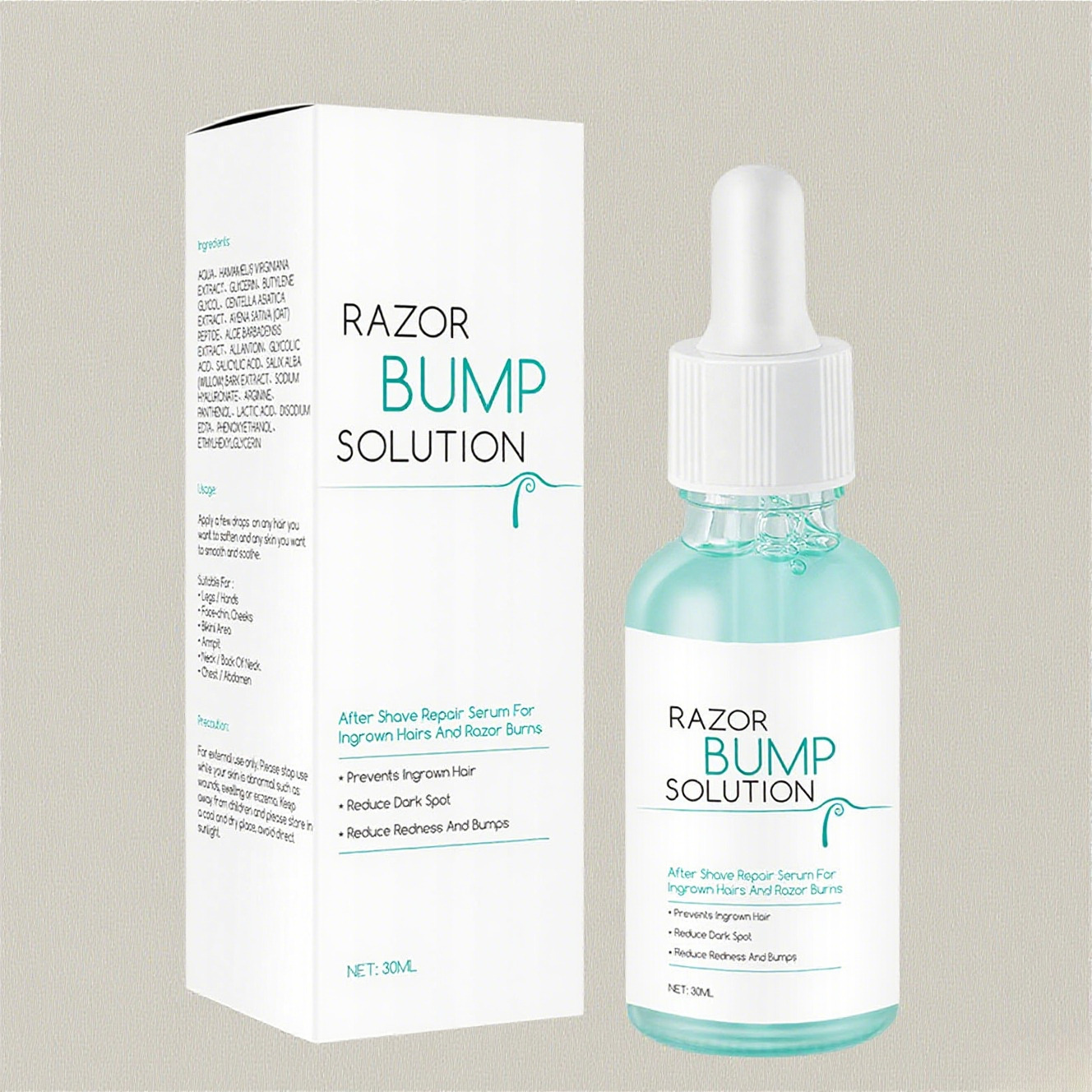 30ml Razor Bump для вросших волос, после бритья, 1 шт, Net Content 30ml, Package Weight 89g, Package Size 100*35*35mm