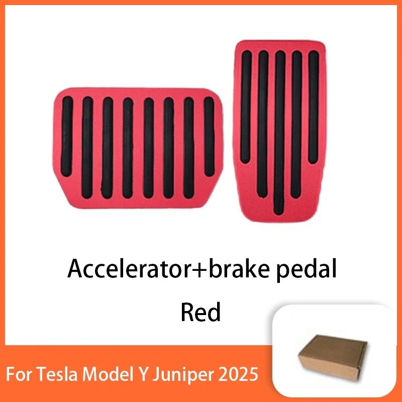 Красные накладки на педали акселератора и тормоза для Tesla Model Y Juniper 2025