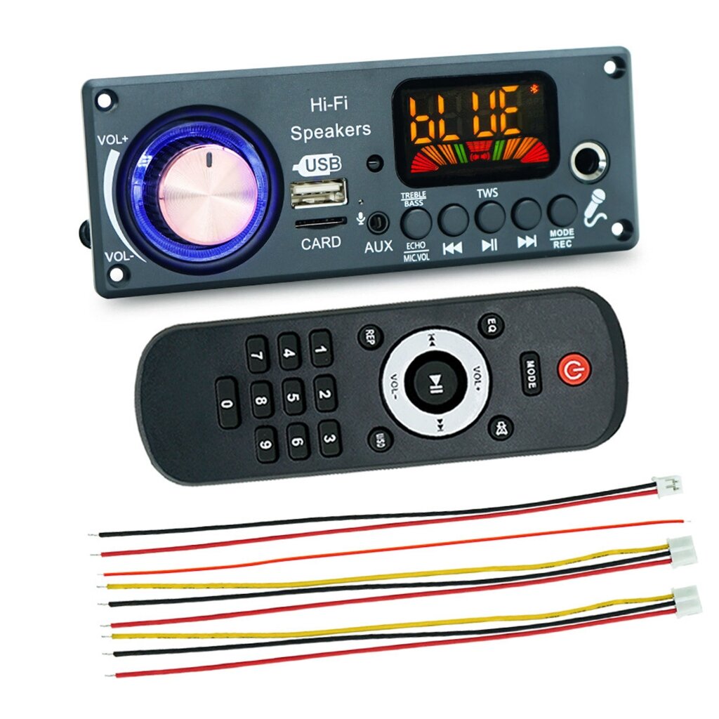 MP3 Bluetooth-совместимый Усилитель-Декодирующая Плата 12V с Микрофоном TF Card Player для Электронных компонентов