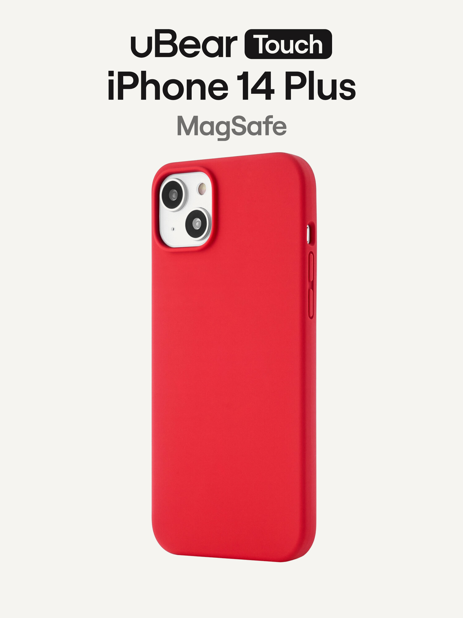 Чехол защитный uBear Touch Mag Case для iPhone 14 Plus, магнитный, силикон, софт-тач, красный
