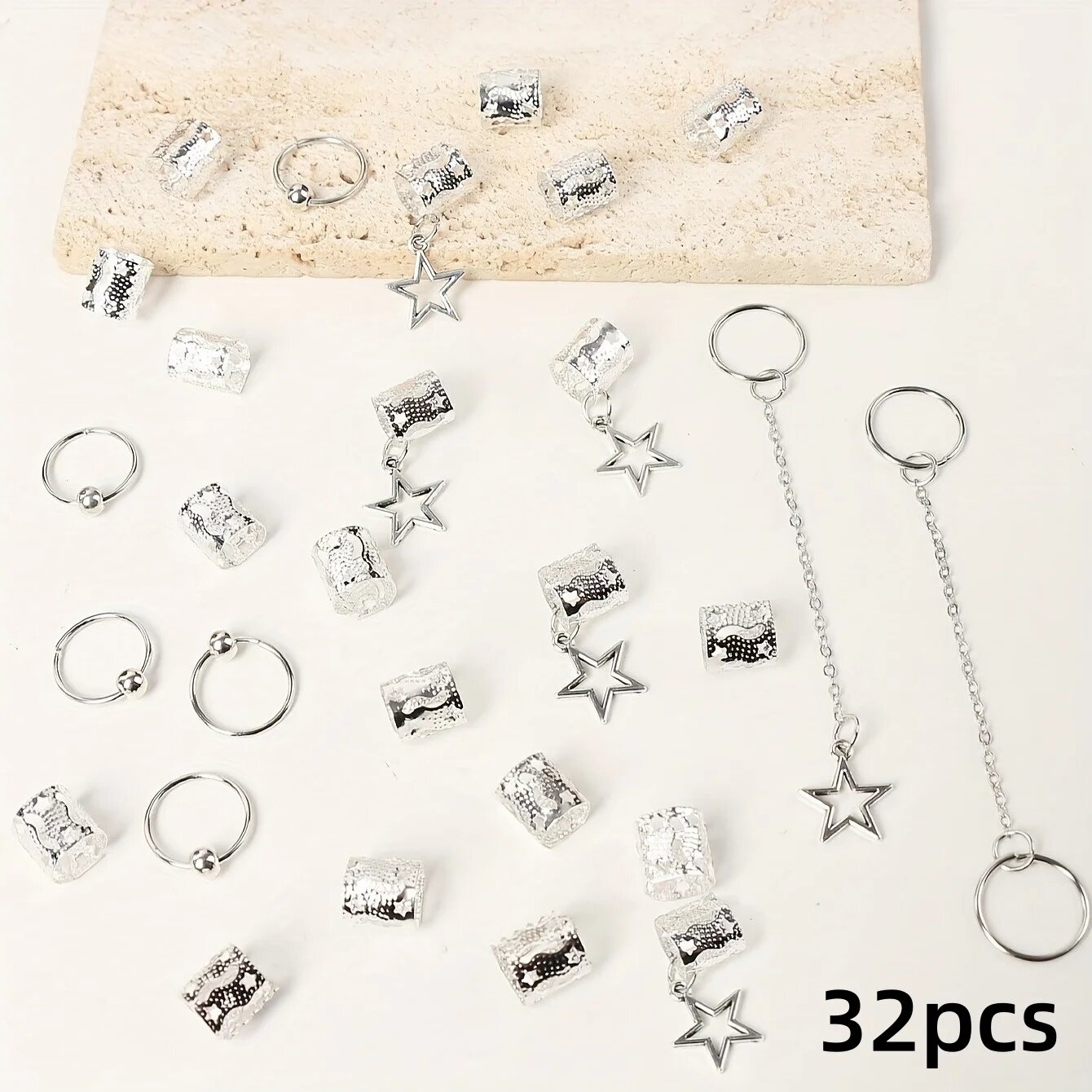 Заколки для дредов SILVER 32шт