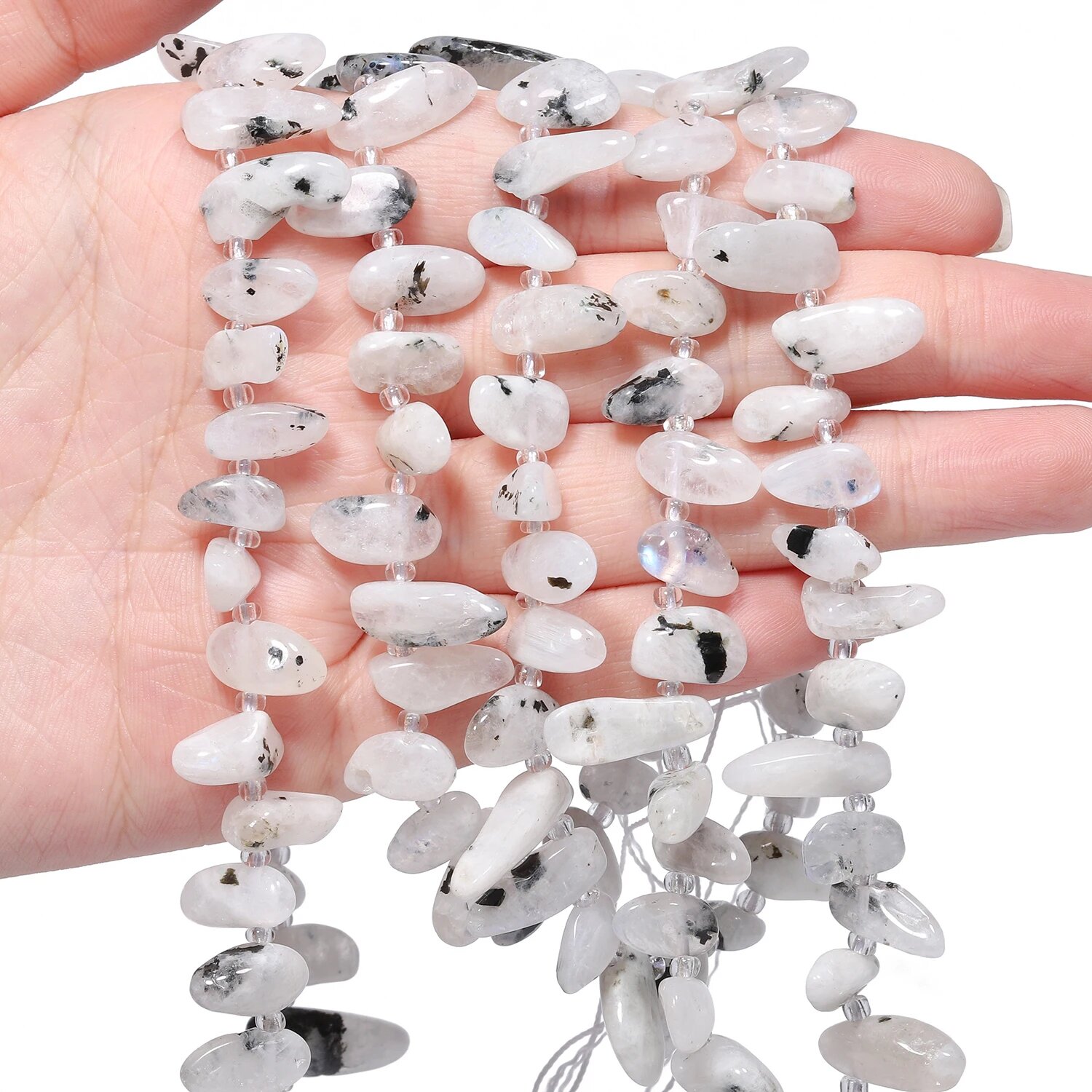 Гравийные бусины турмалин апатит аметист 10-14 мм Серебряный, 19cm about 20-25pcs, Rutilated Quartz