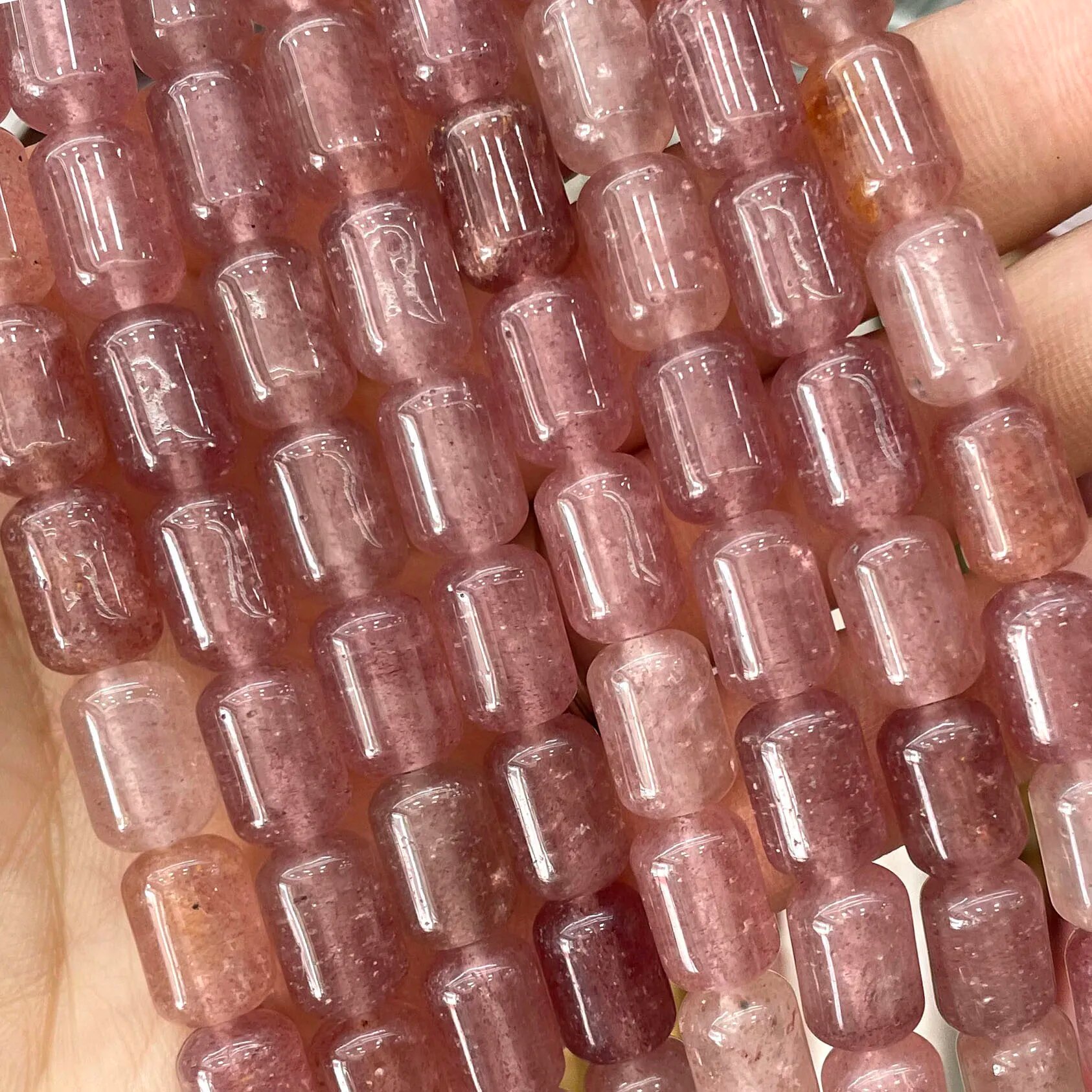 Бусины из натурального камня JCXAZSJ Коричневый, Strawberry Quartz