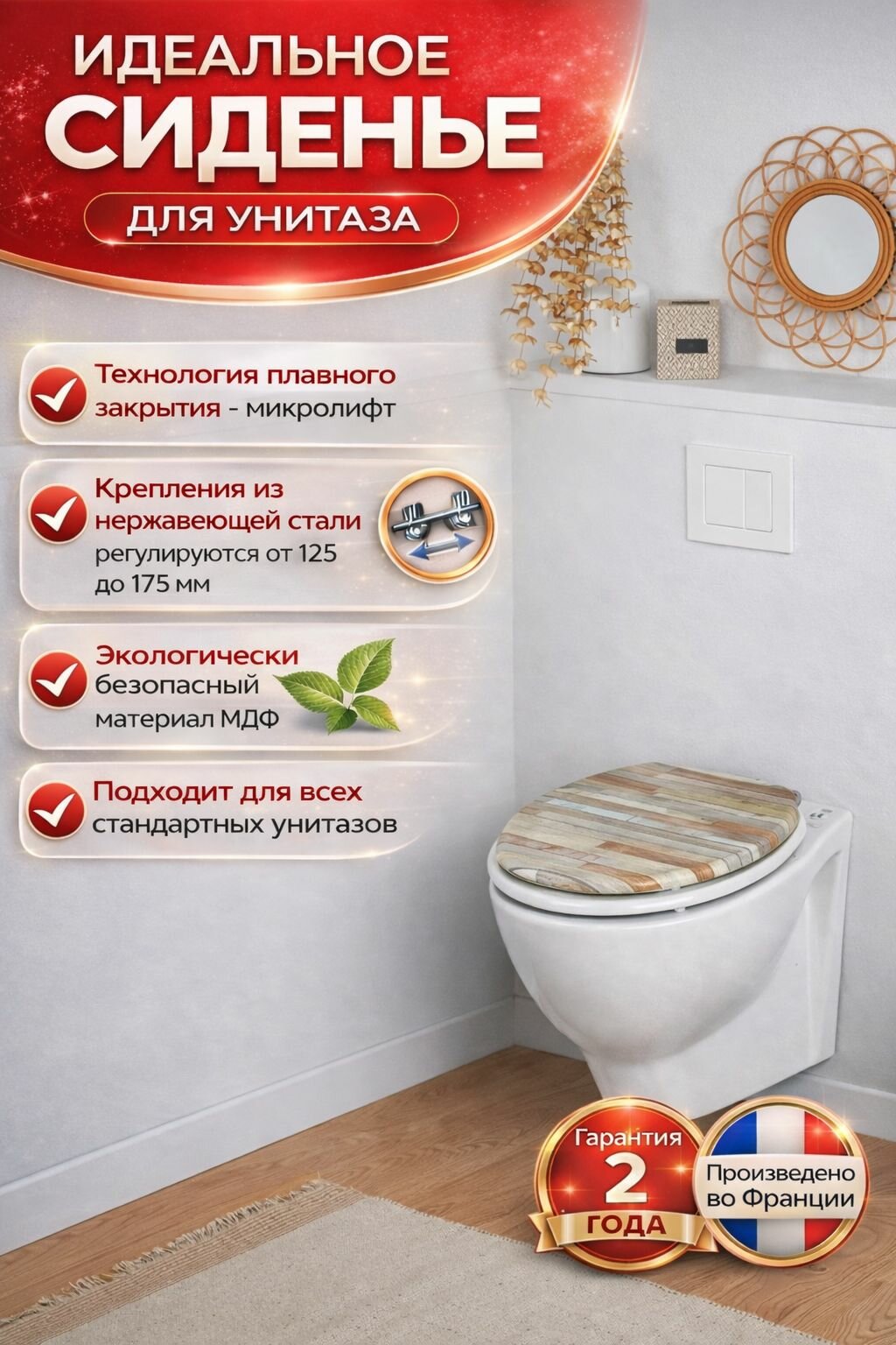 Сиденье для унитаза стиль лофт микролифт материал МДФ крепления нержавеющая сталь