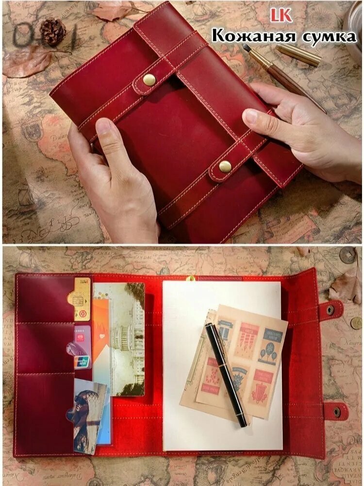 Обложка из натуральной кожи для блокнота, ежедневника, книги А5