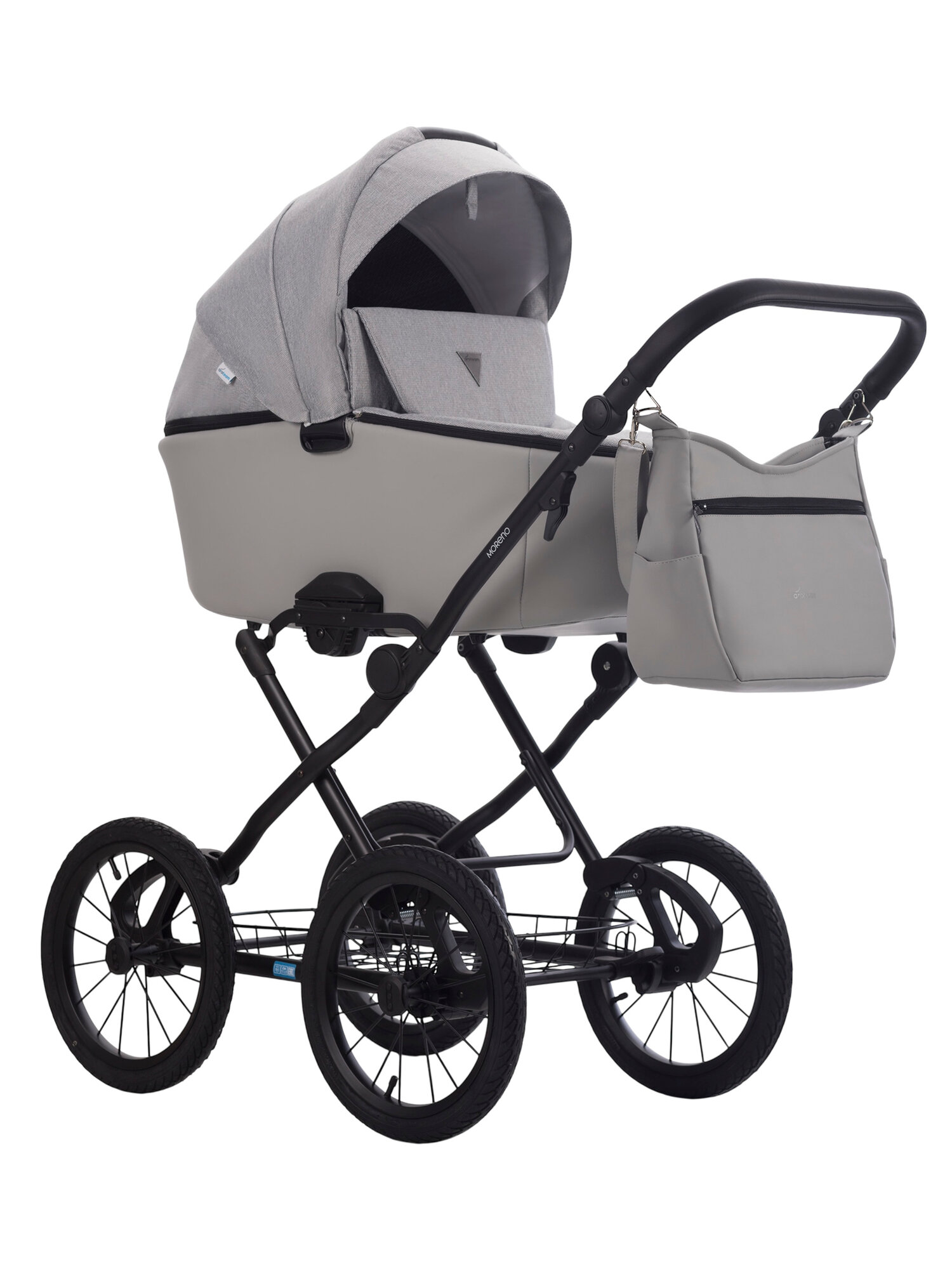 Коляска детская универсальная 2 в 1 Aroteam Moreno SL NEW, всесезонная, с большими надувными колесами, 03 св. серый