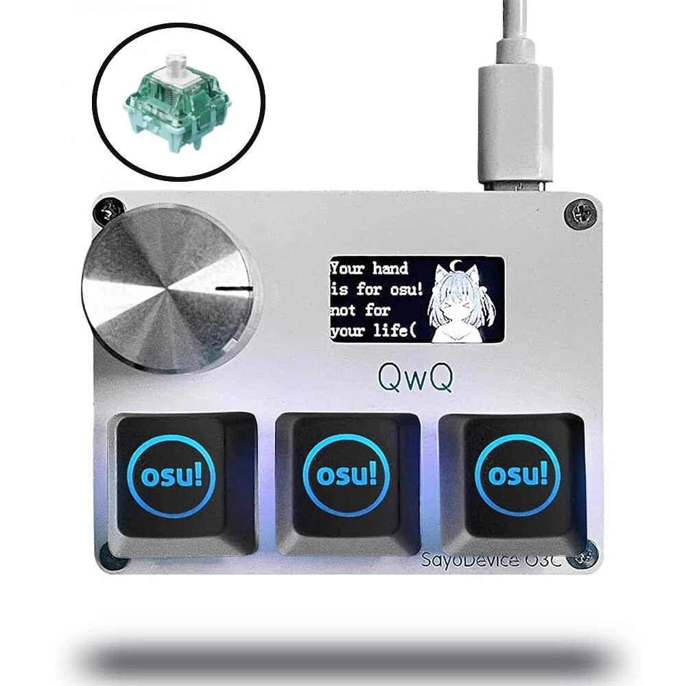 SayoDevice OSU O3C Rapid Trigger мини-клавиатура Голубой, White OSU Cap