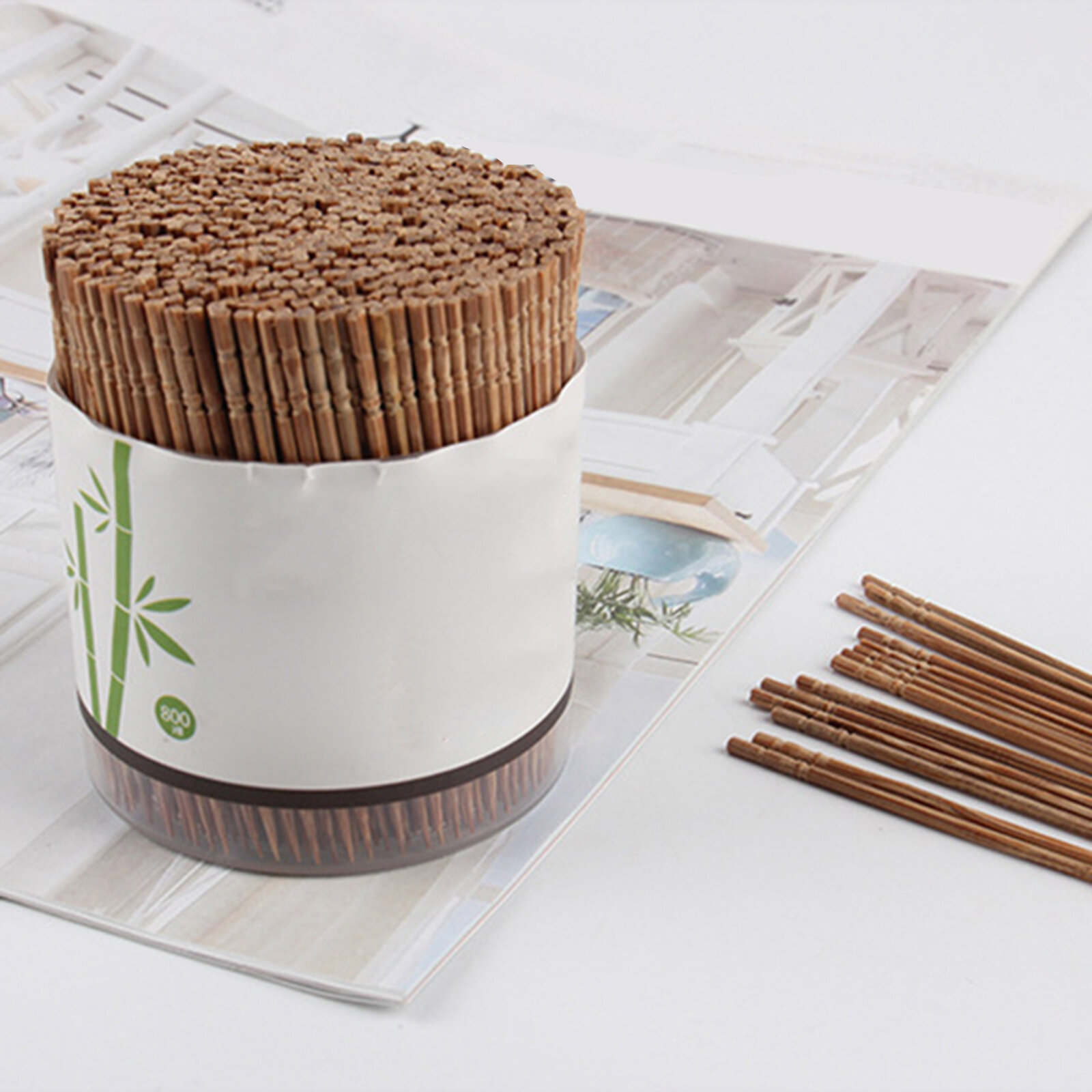 800 шт одноразовые карбонизированные бамбуковые деревянные зубочистки с одной головкой заостренные палочки для коктейлей дозатором фруктовые шампуры инструменты чистки зубов