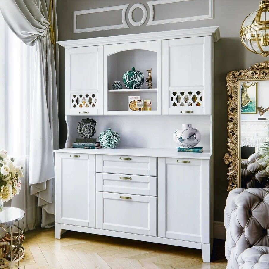 Буфет Милано (Белый текстурный, Белый)