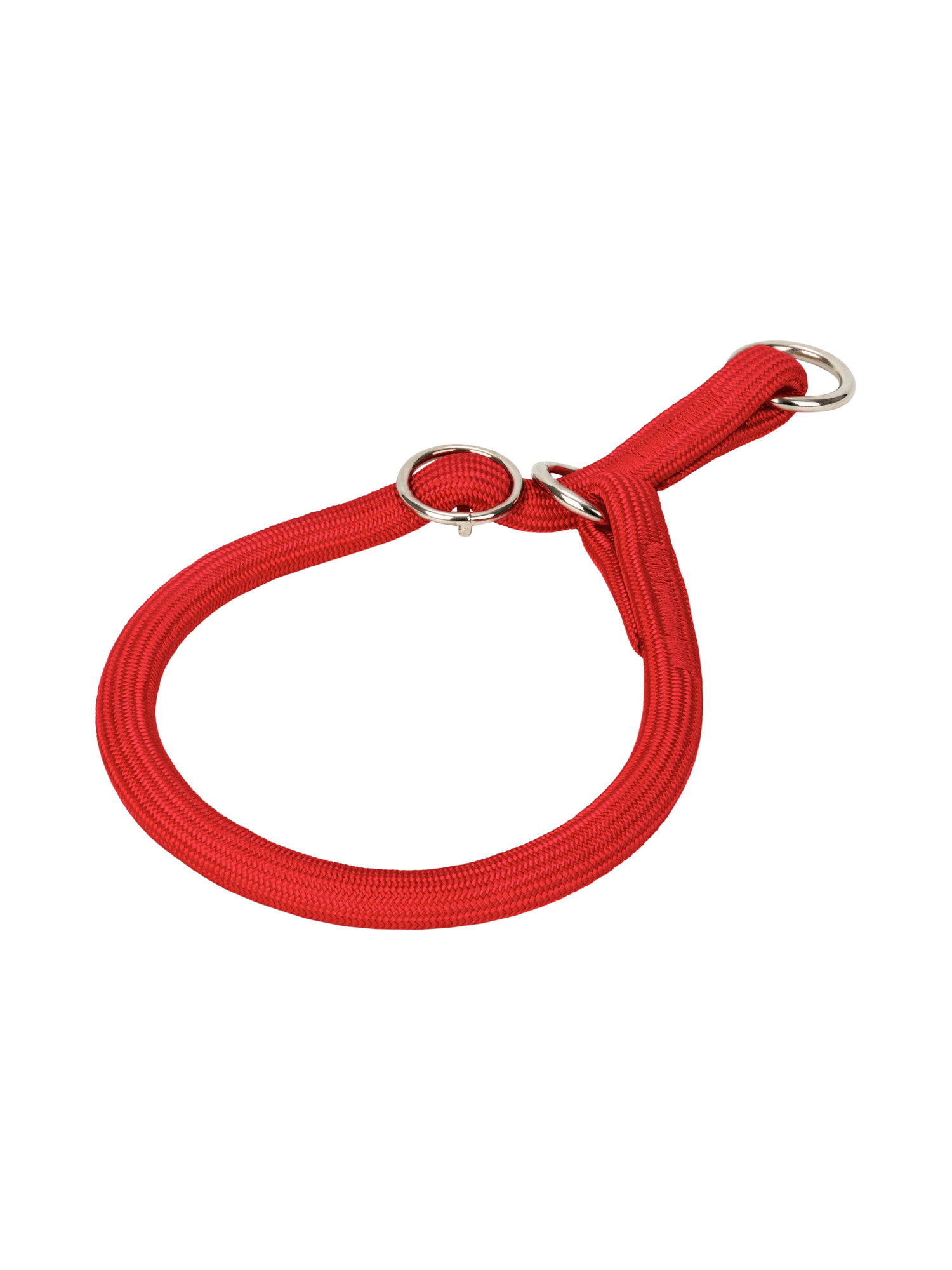 Ошейник-удавка для собак средних и крупных пород ZooOne с 2-я кольцами, круглый 13 мм*45 см, красный