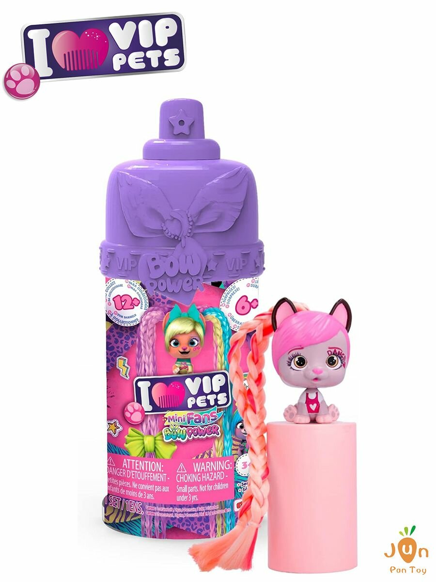 Vip Pets Mini Fans Bow Power / Детские игрушка сюрприз, создающие уникальную прическу, с кукла и аксессуарами, подходят для детей от 3 лет и старше