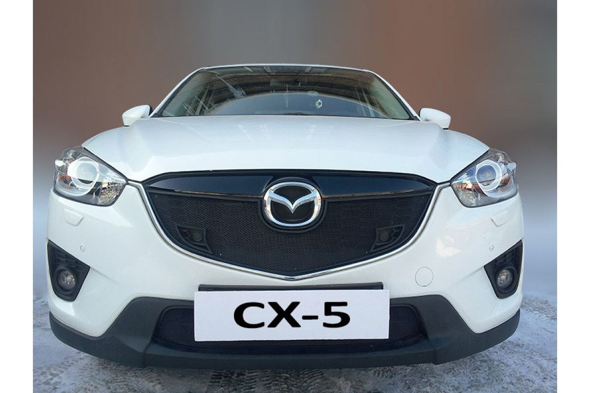 Защитная сетка радиатора с окантовкой и защелками для Mazda CX-5 2011-2015 (I), 2шт, с ПТ