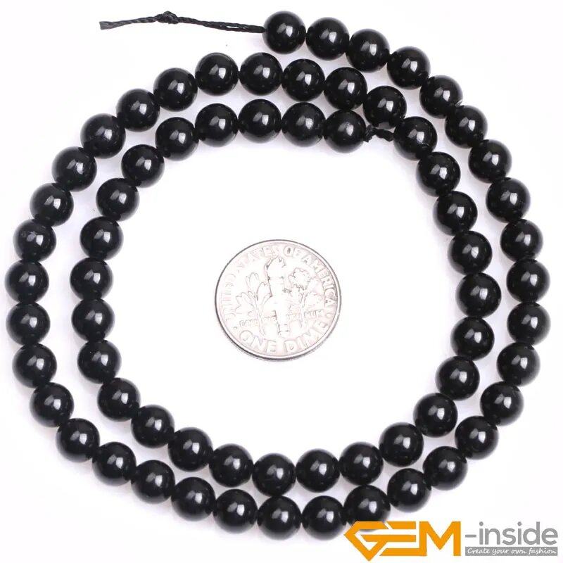 Черный турмалин бусины 15 дюймов GEM-inside 6mm