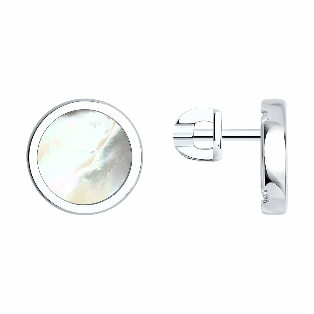 Серьги, серебро, 925 проба, родирование, перламутр