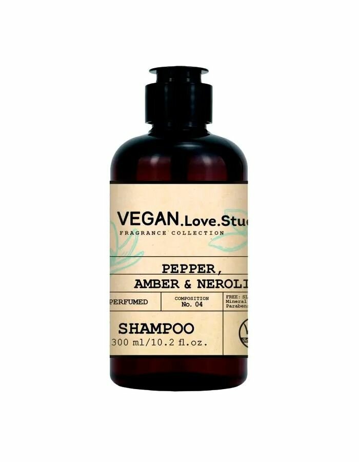 Шампунь Vegan Love Studio парфюмированный "Pepper, Amber, Neroli", 300 мл