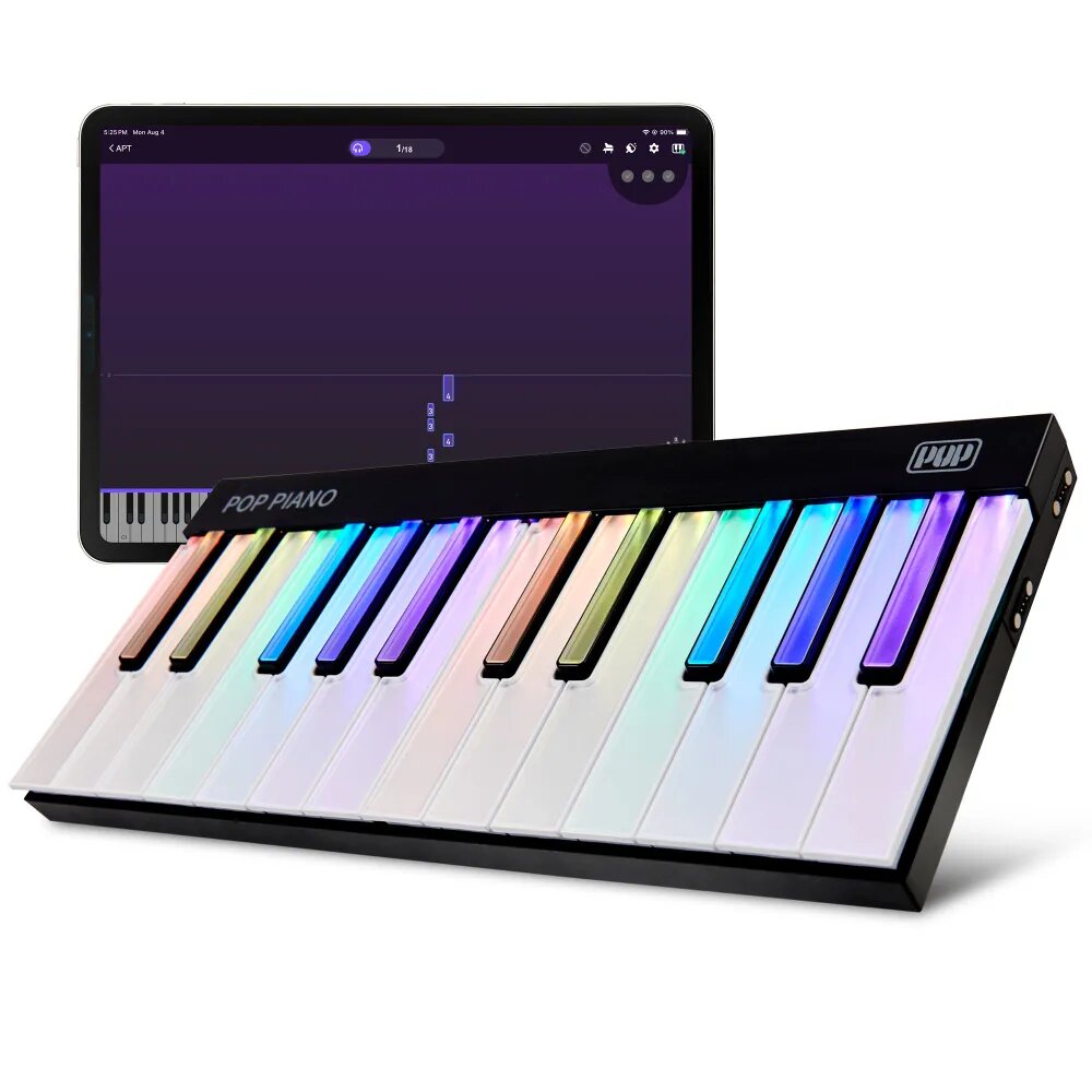 Электронное пианино POP Piano P24 24 клавиши с RGB подсветкой для обучения, Bluetooth, встроенный аккумулятор24 клавиши с RGB подсветкой для обучения, Bluetooth, встроенный аккумулятор