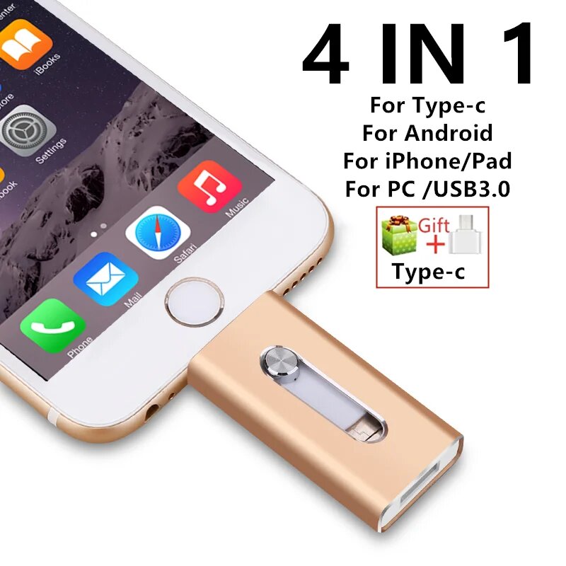 BiNFUL H5 USB-накопитель 2 ТБ 1 ТБ, Золотой