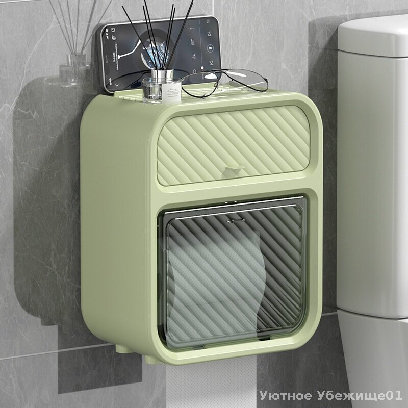 Держатель для туалетной бумаги， 1 шт，12cm*17.5cm*22cm, Светло-зеленый