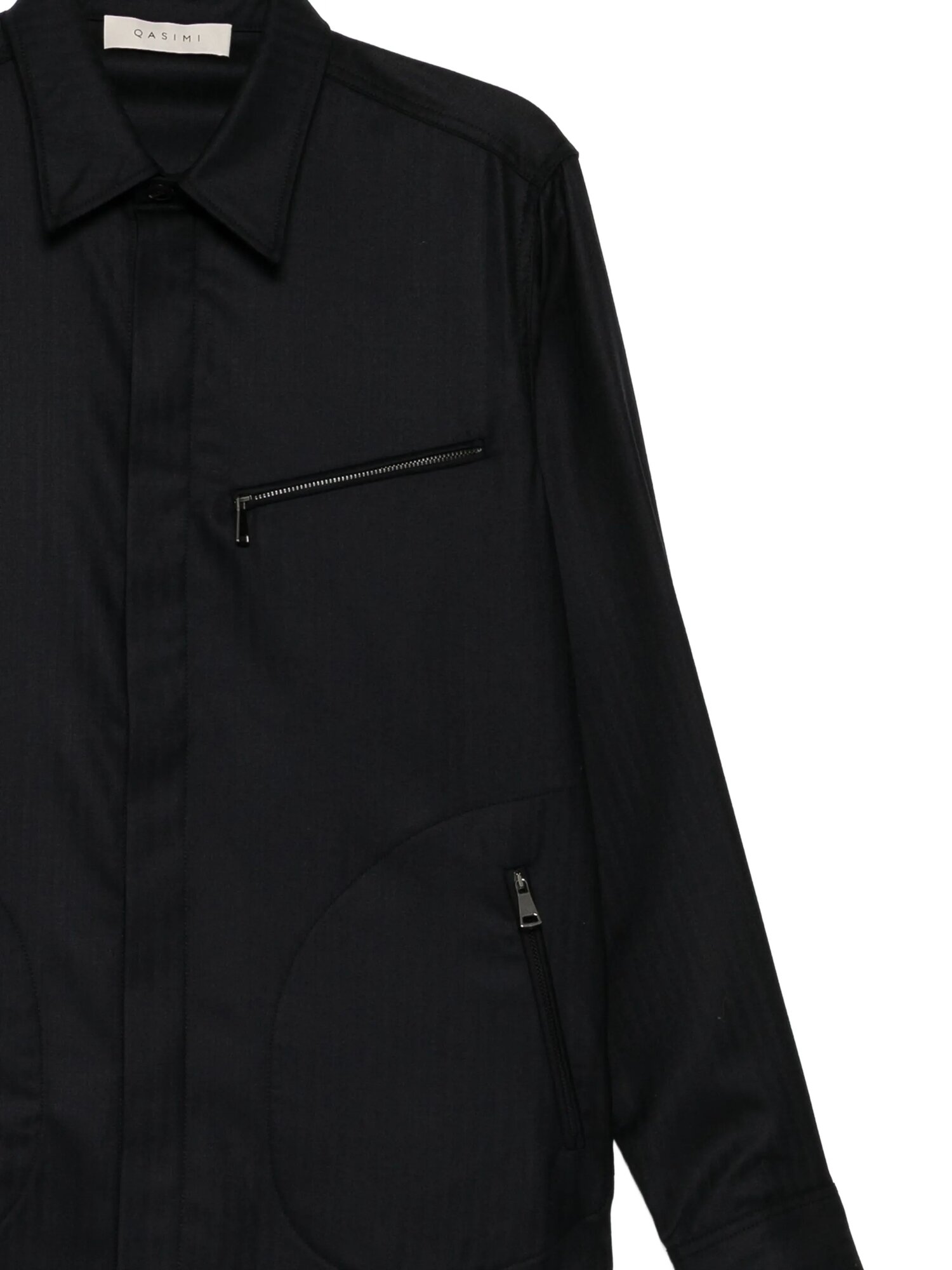 Рубашка QASIMI Wool zip shirt, размер 50, black / black — фото 1