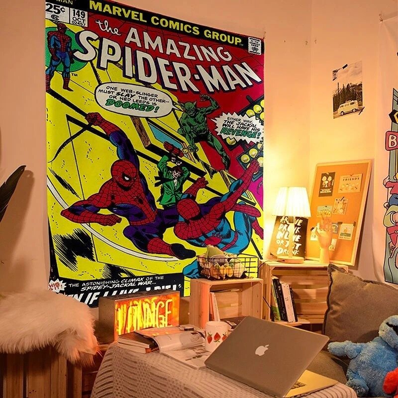 Брезентовый подвесной коврик Marvel с изображением Человека-паука, Настенный декор для детской комнаты, мультяшный Человек-паук, фоновая ткань, гобелен, домашний Настенный декор, P3, 200x150cm