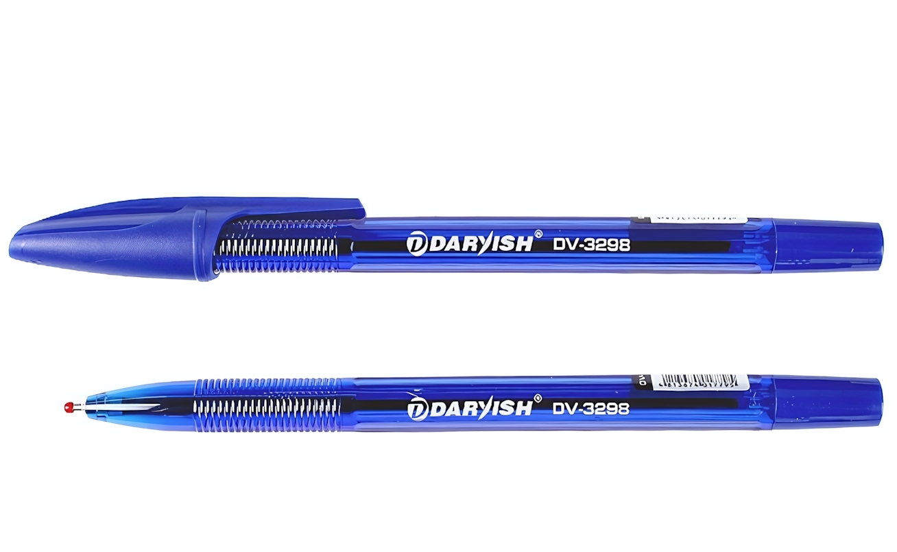 Ручка шариковая масляная Darvish, синяя, прозрачный синий корпус, с колпачком