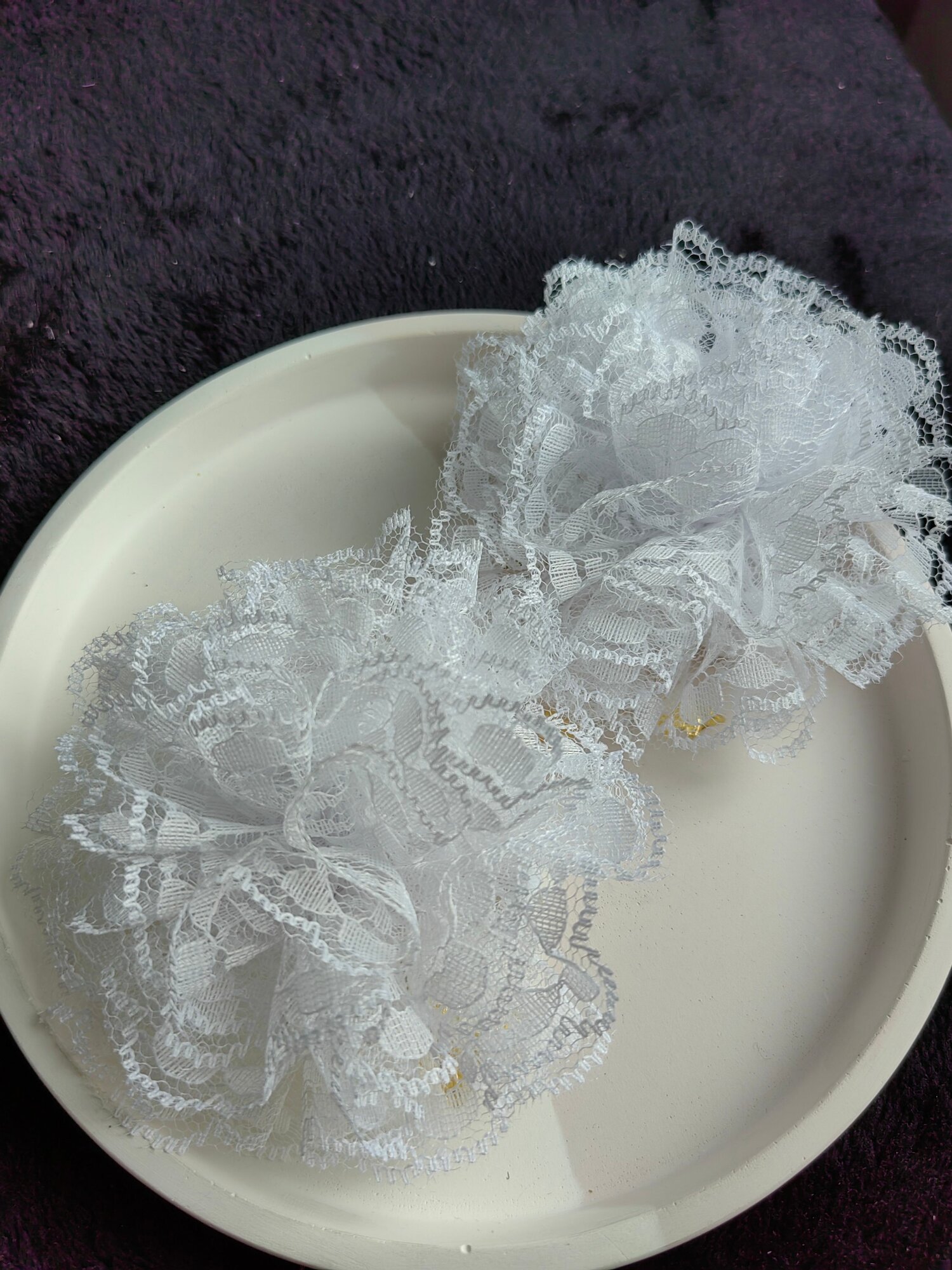 Бантики для волос из кружевной ленты, белые, школьные банты 2шт