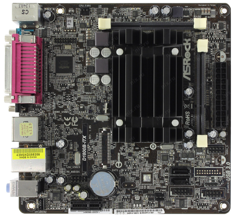 Материнская плата ASRock D1800B-ITX, с встроенным процессором