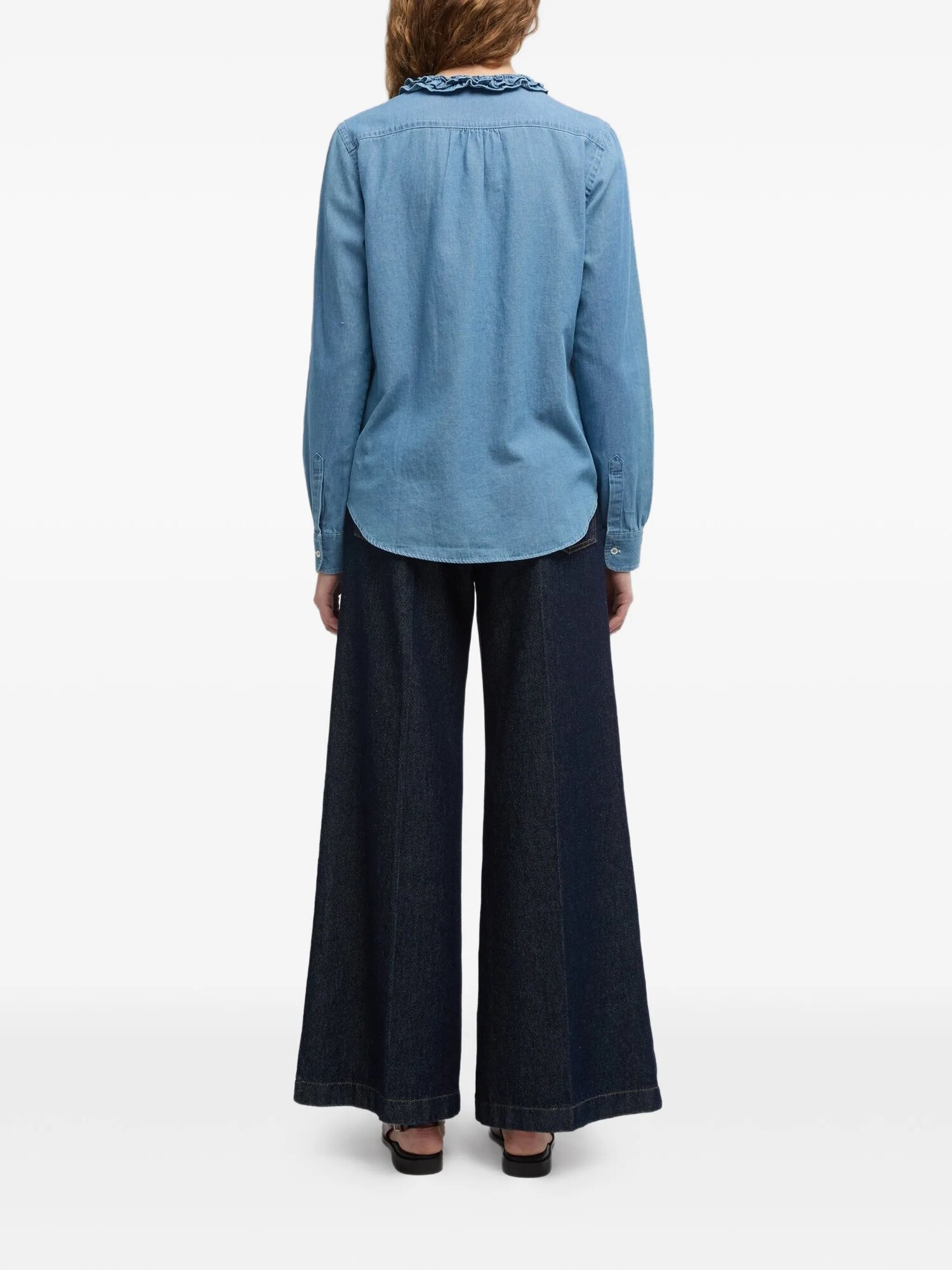 Рубашка Aspesi Ruffled-collar shirt, размер 48, blue — фото 1