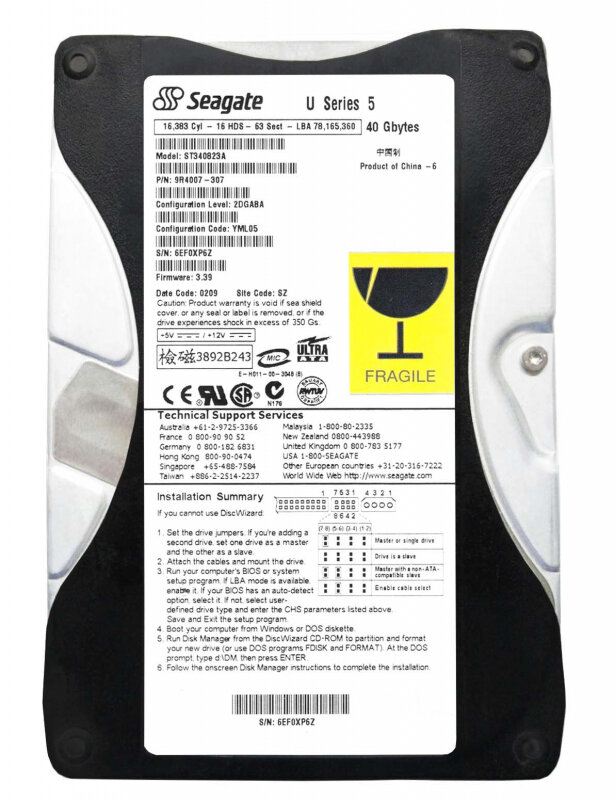 Жесткий диск Seagate 9R4007 40Gb 5400 IDE 3.5" HDD