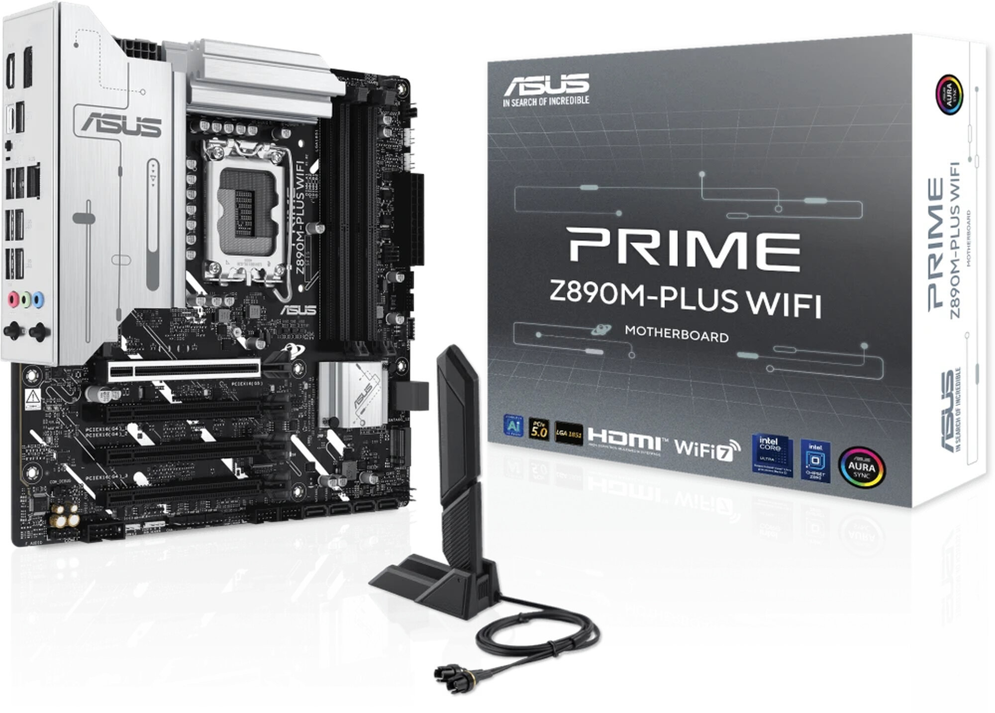 Материнская плата ASUS PRIME Z890M-PLUS WIFI (LGA1851/Z890/4xDDR5/4xPCI-Ex16/3xM.2/SB7.1/GLAN/WI-FI/BT/DP/HDMI/mATX)