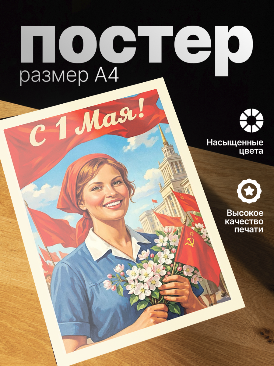 Постер ZEKEKS 1 мая, на стену, без рамы, 29x21 см, цифровая печать
