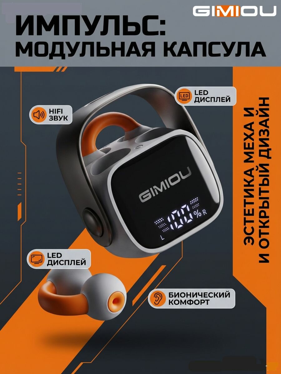 Наушники GIMIOU, с микрофоном, беспроводные, Bluetooth, 5.3, USB Type C
