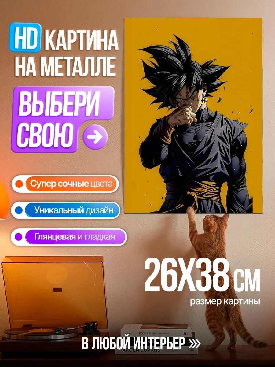 Картина на HD металле Гоку в черном
