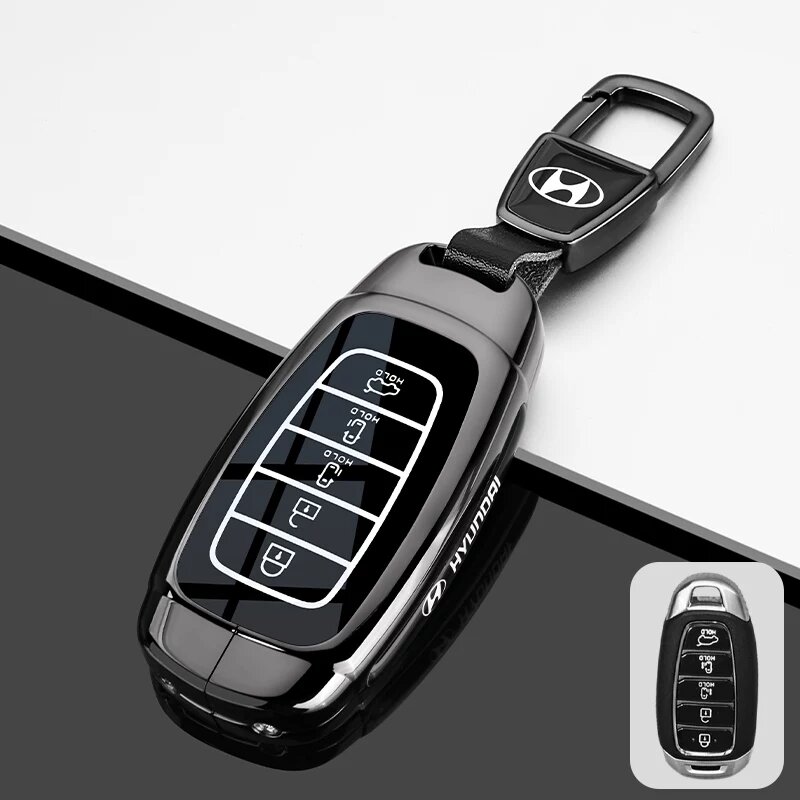 Ключевой брелок Hyundai Custo 2021-2024, 5-кнопочный, металлическая застежка, гунметал, премиум качество