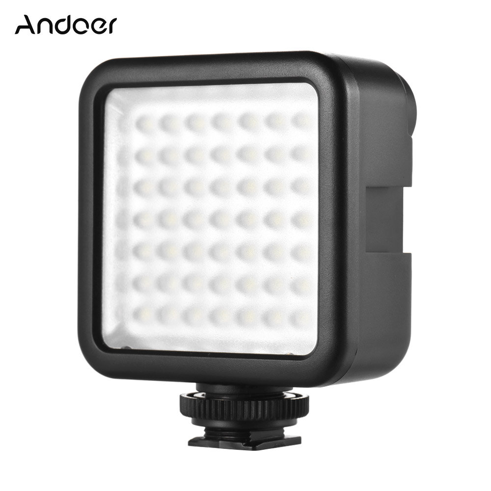 Andoer W49 Мини-блокировка камеры светодиодная панель с регулируемой яркостью видеокамеры видео освещение с адаптером для крепления на башмак для Canon Nikon Sony A7 DSLR