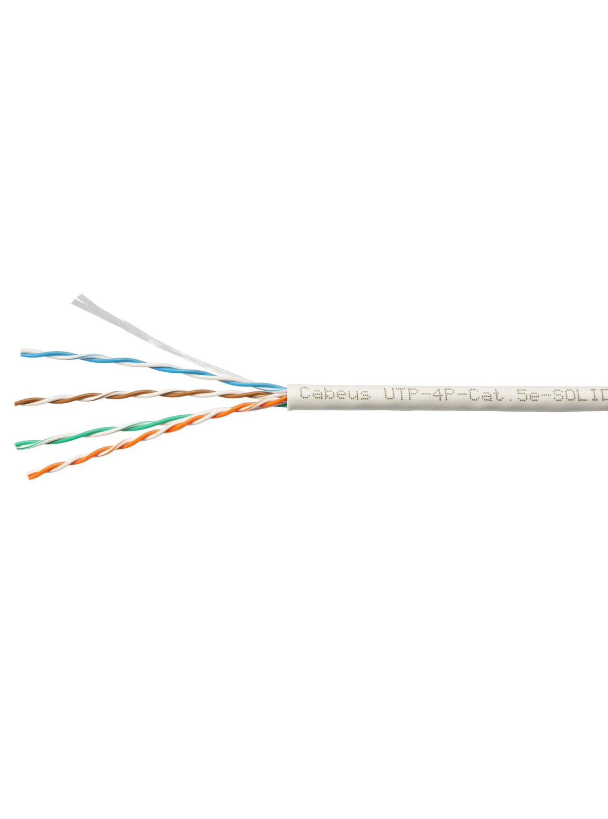 Кабель витая пара U/UTP 5e кат. 4 пары Cabeus UTP-4P-Cat.5e-SOLID-LSZH-GY-LIGHT-100 0,48мм (24 AWG), серый, (100 м)