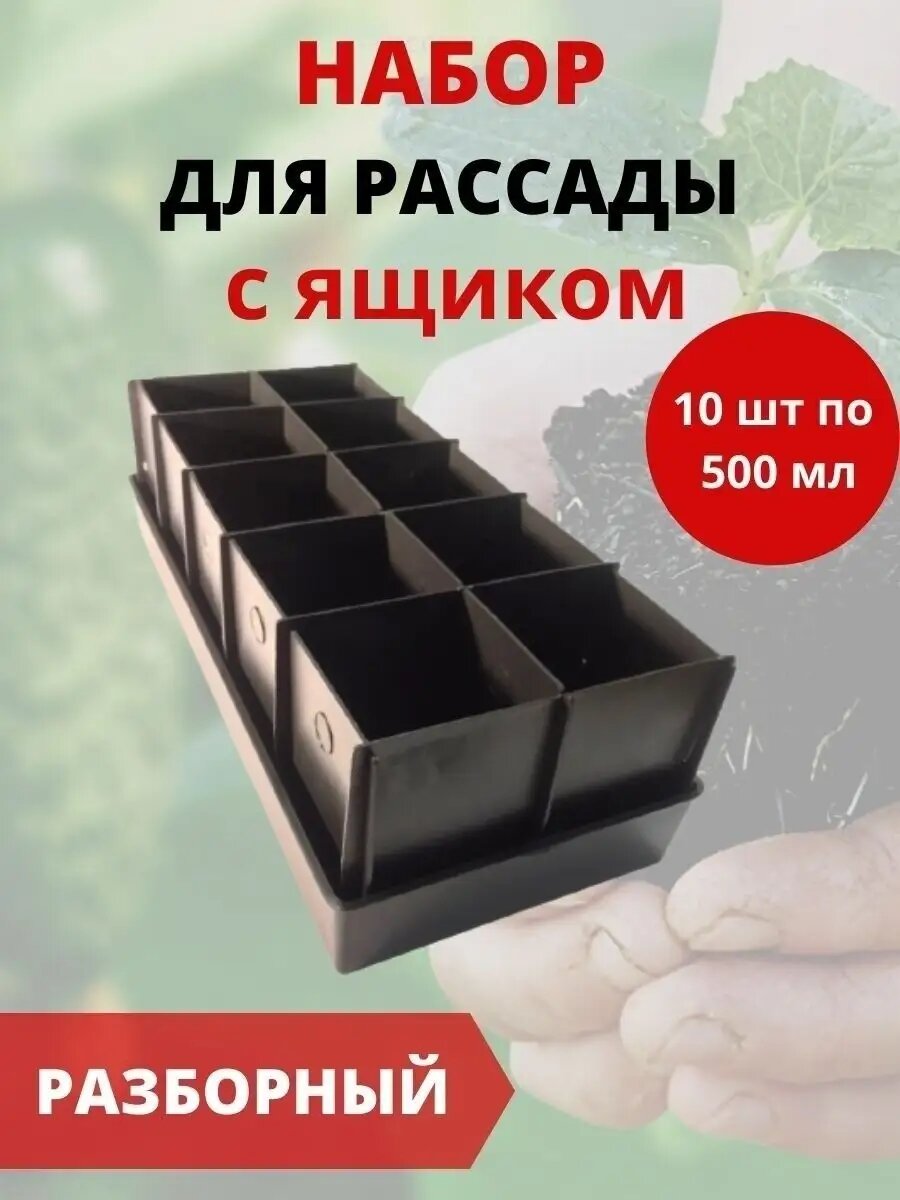 Набор для рассады 10 ячеек 500 мл разборный с поддоном